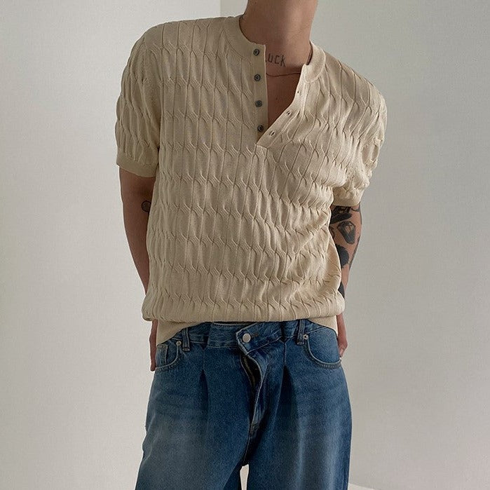 ハーフボタンケーブルニット（2COLOR）CT1074 – CLASS